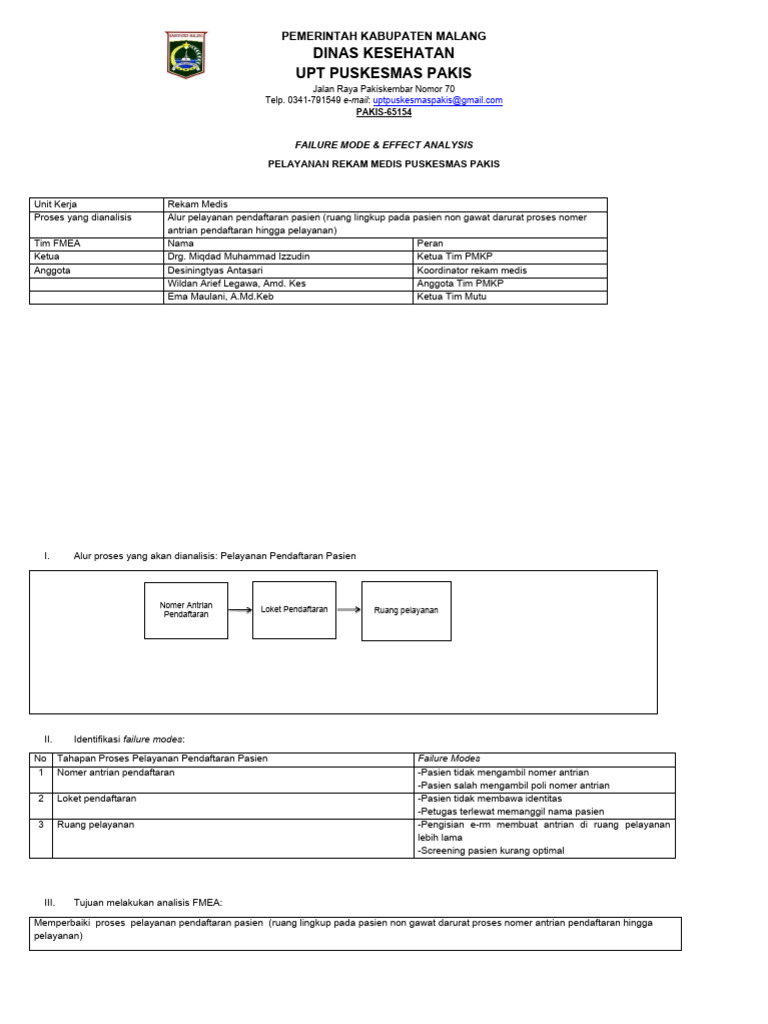 FMEA Loket Pendaftaran | PDF