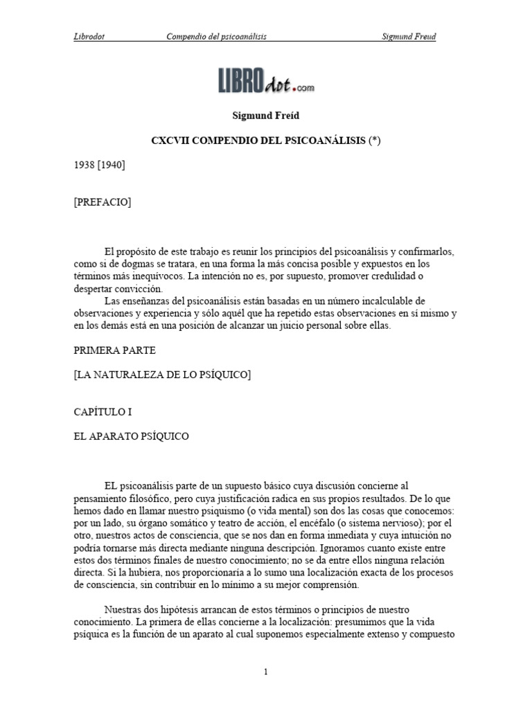 Freud, Sigmund - Compendio Del Psicoanalisis Cap 1 2 8 9 | PDF | Carné de identidad | Psicoanálisis