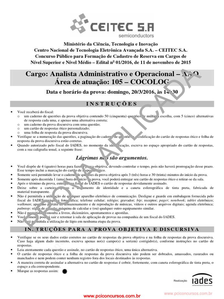 105 Analista Admin Operacional Cocolog | PDF