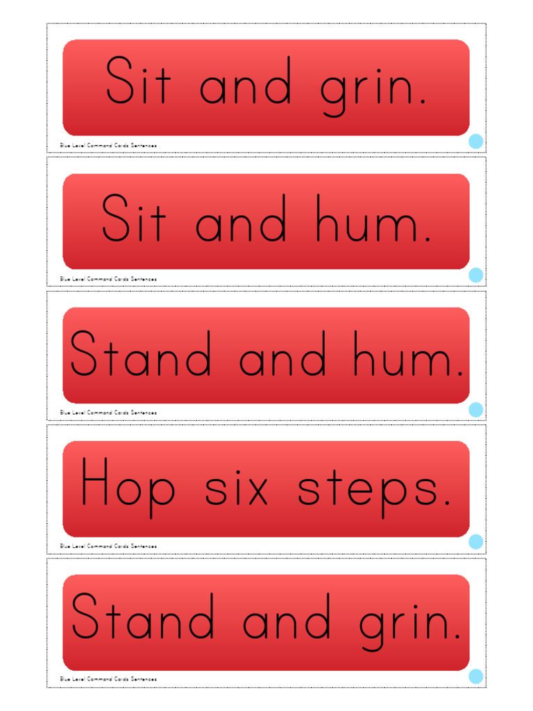 Blue Phonetic Command Card Phrases | PDF