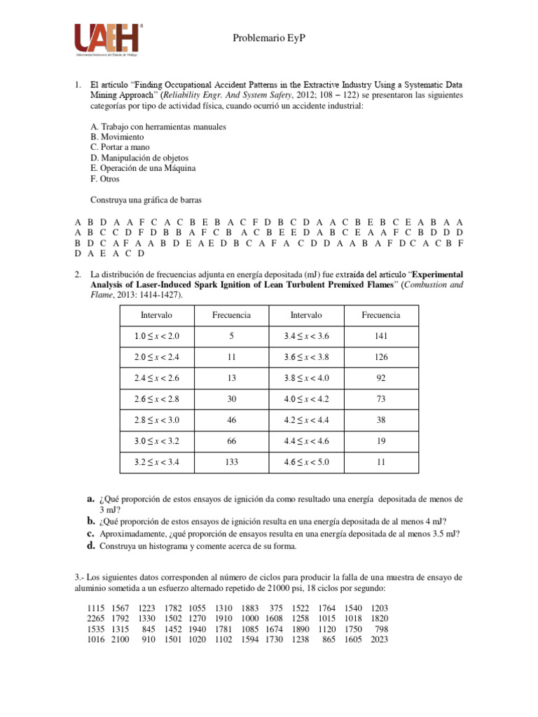 Problemario EyP 1 | PDF