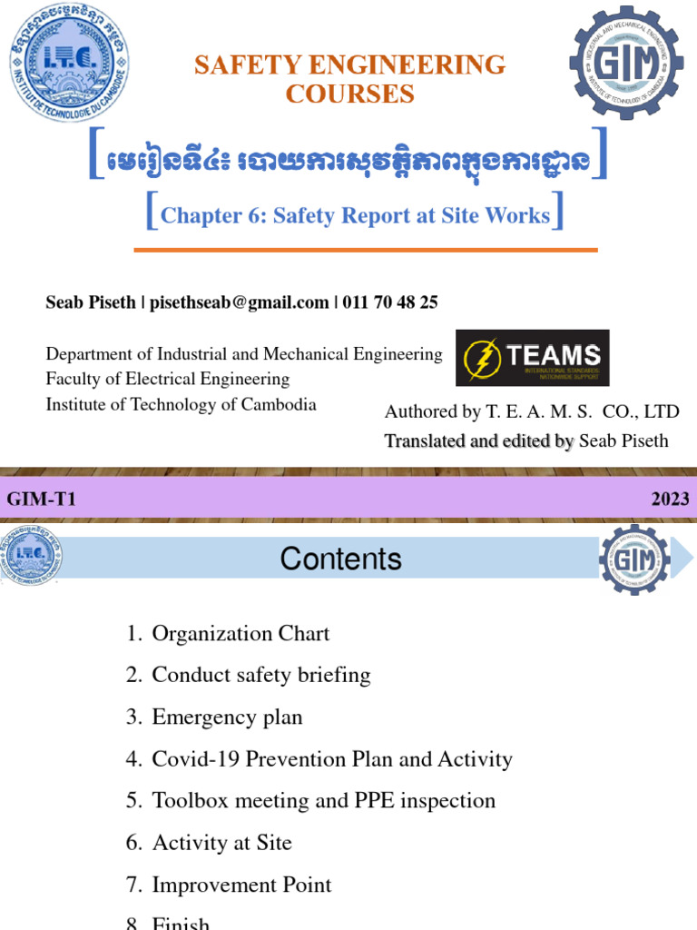 Chapter 6 Safety Report at Site Works | PDF | Phnom Penh | Engineering