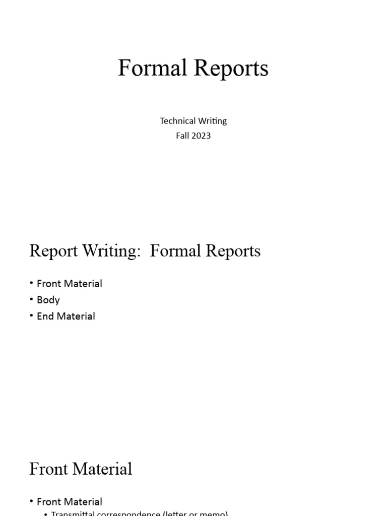 Formal Report Writing Guide | PDF