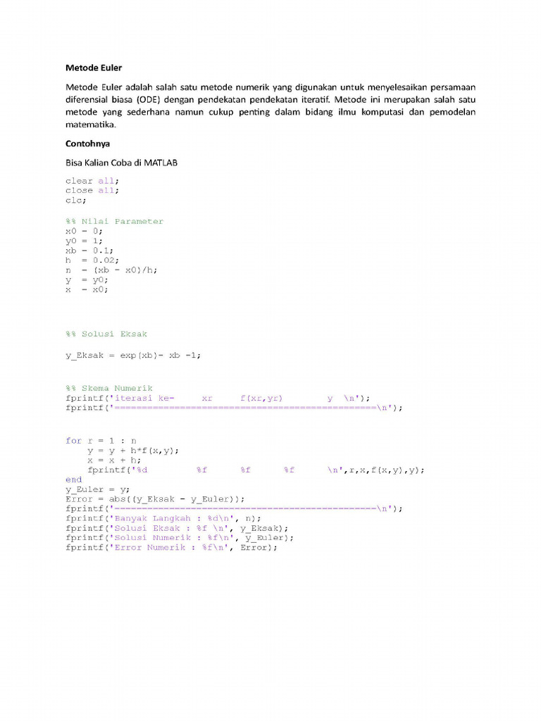 Metode Euler | PDF