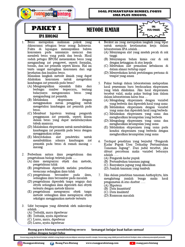 Soal Pemantapan Bimbel SMA Plus IPA | PDF