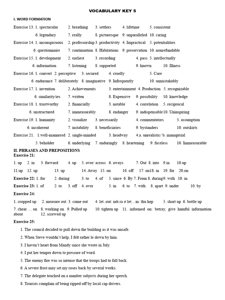 Vocabulary Key 5 | PDF