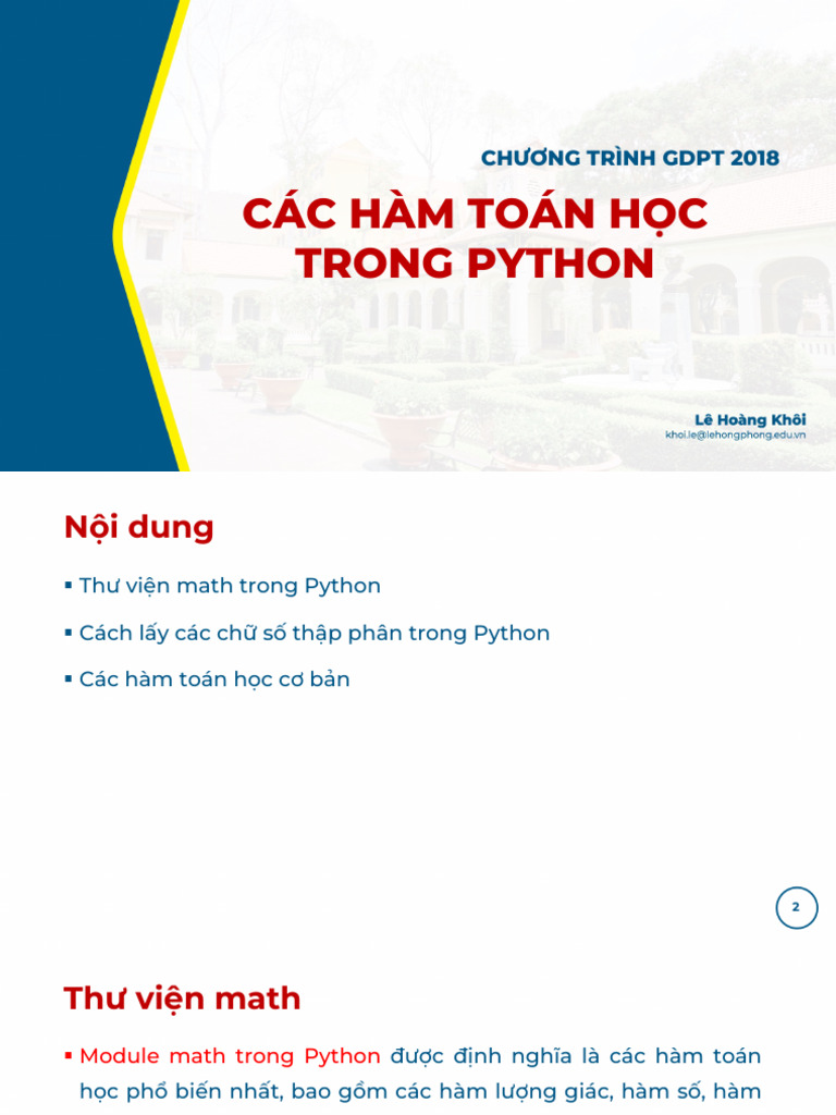 Ch04.1. Cac Ham So Hoc Chuan Trong Python | PDF