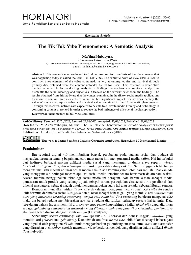 The Tik Tok Vibe Phenomenon A Semiotic Analysis | PDF | Communication ...