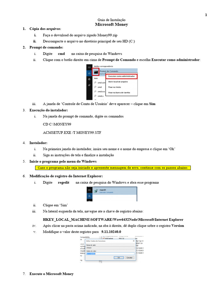 Microsoft Money 99 - Guia de Instalação | PDF