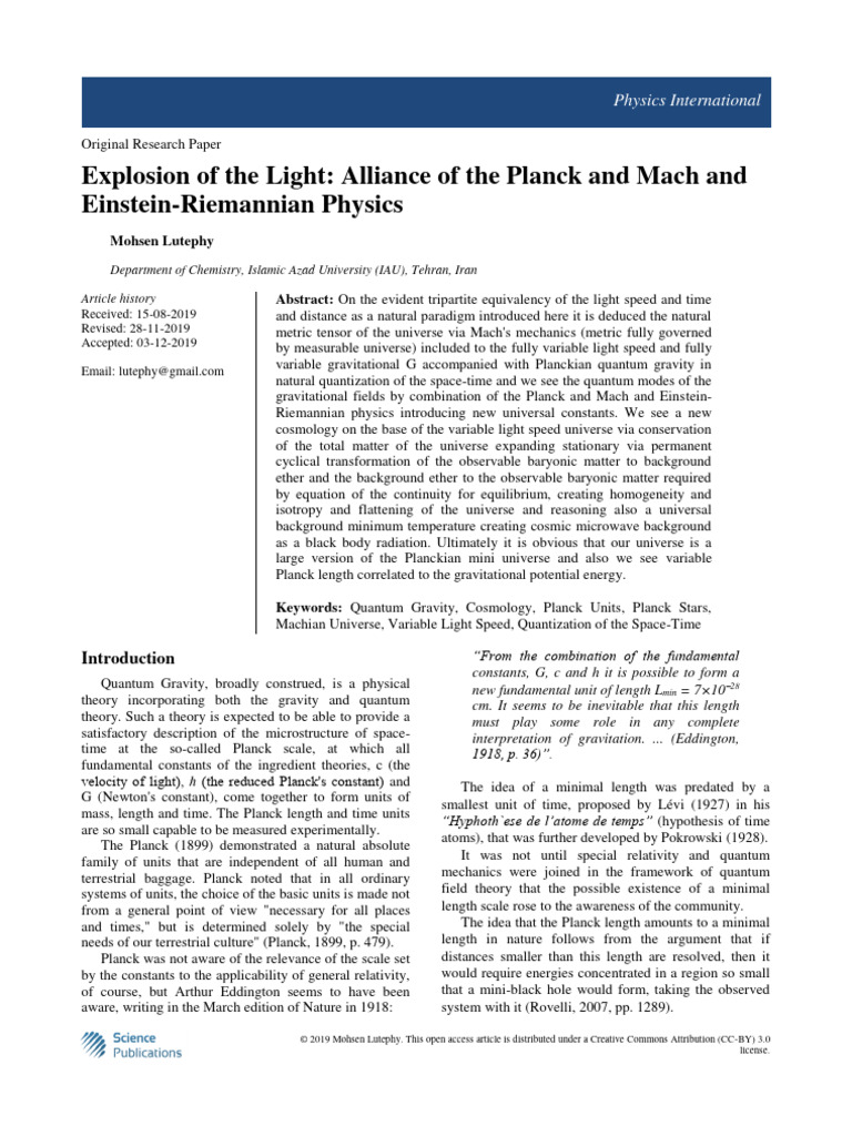 2019 Explosion of The Light, Alliance of The Planck and Mach and ...