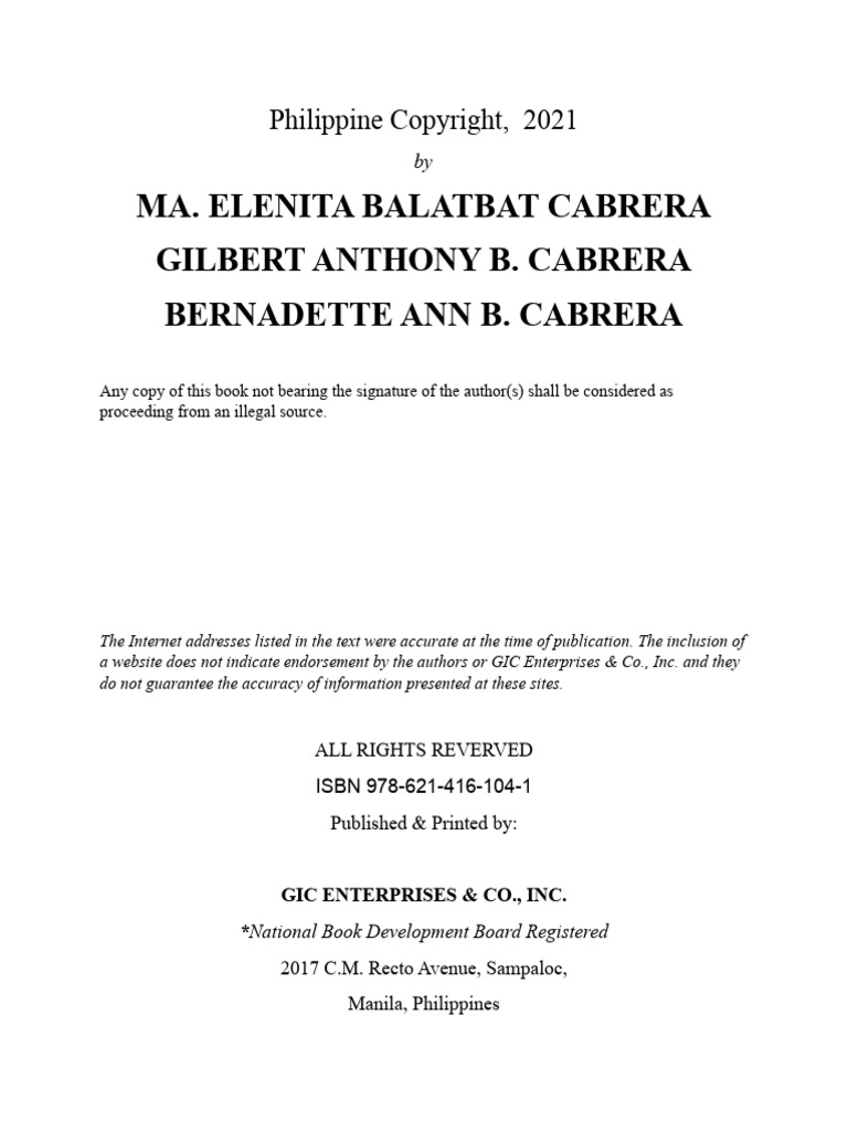 Ma. Elenita Balatbat Cabrera Gilbert Anthony B. Cabrera Bernadette Ann ...