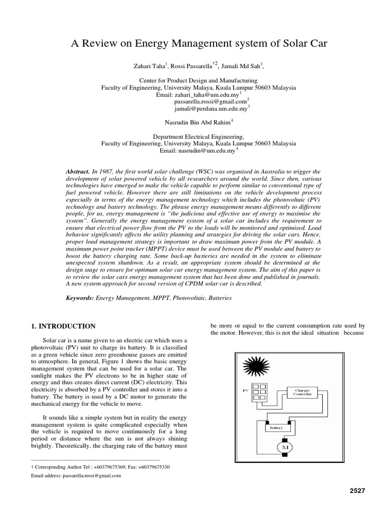 Solar Car Energy Management Review | PDF | Technology & Engineering