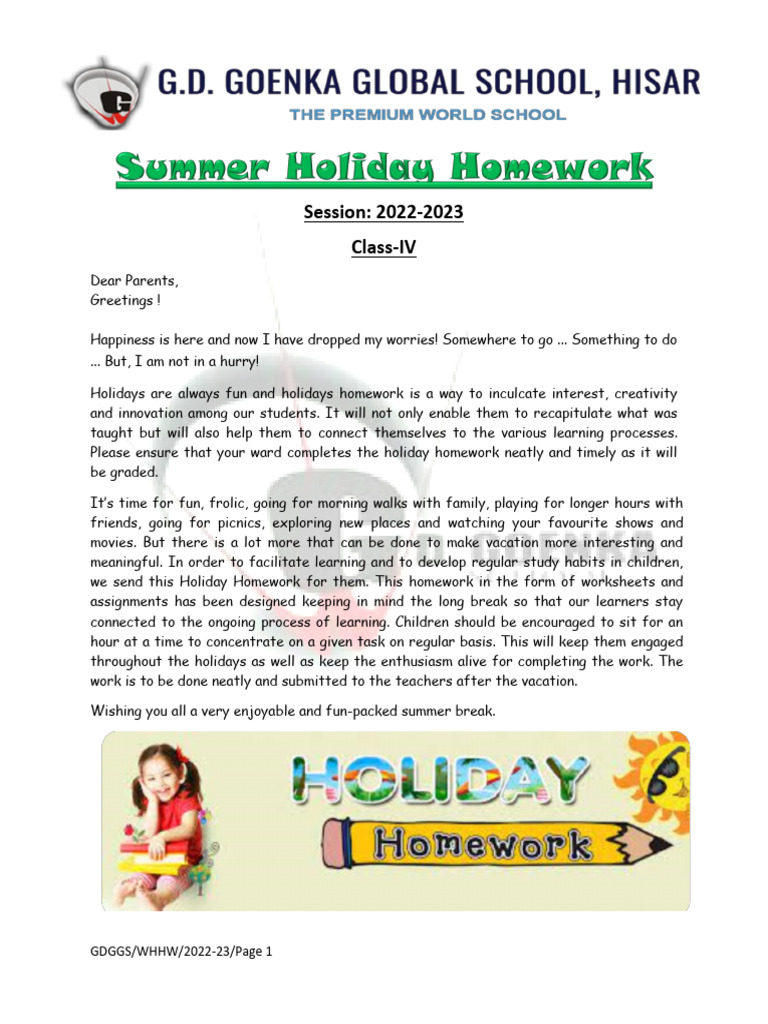 4th GDGGS HHW 2022-23 | PDF | Learning | Cognition