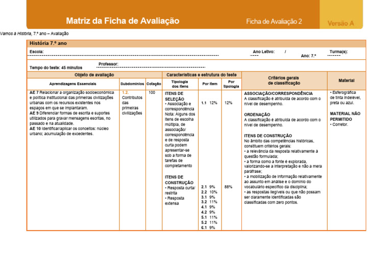 Vhist7 Avaliacao Fa2 Fichaa Matriz | PDF