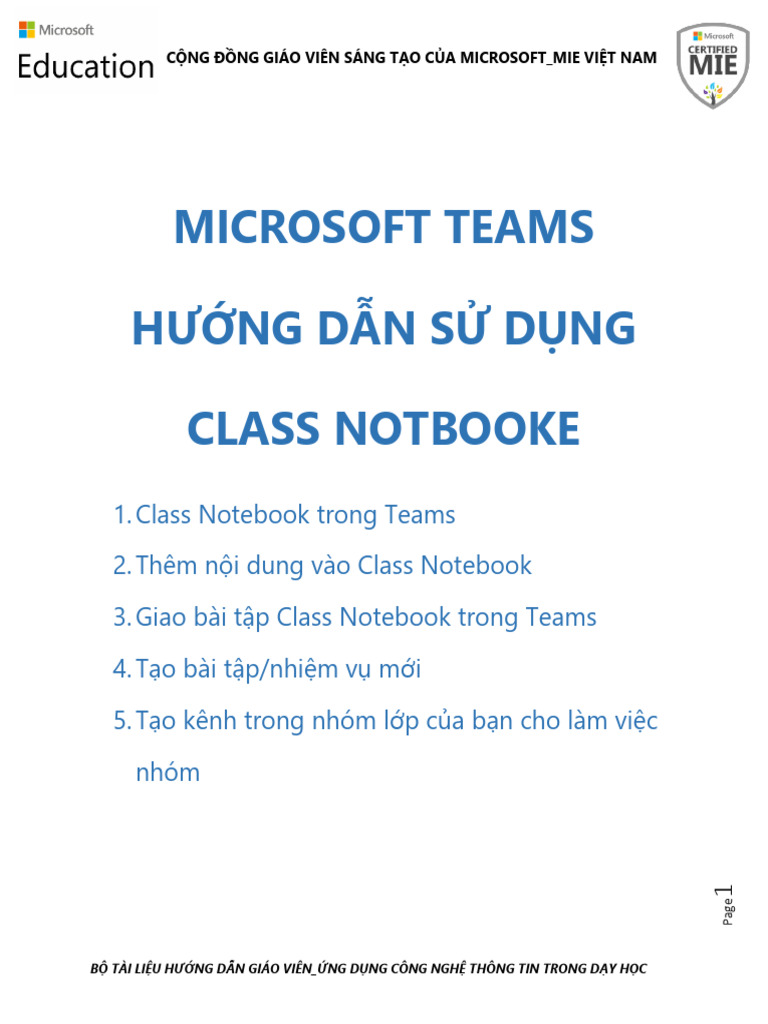 Teams - hướng Dẫn Sử Dụng Class Notebook | PDF