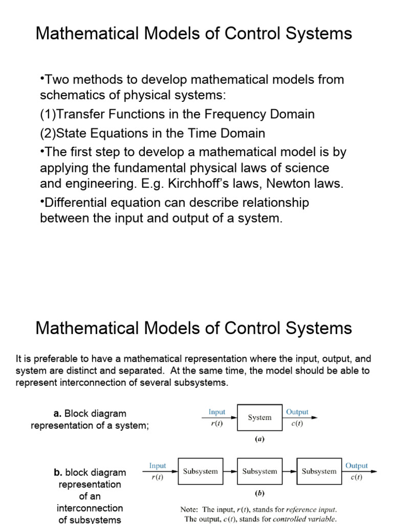 Mathematical Models of Control Systems | PDF | Electrical Network ...
