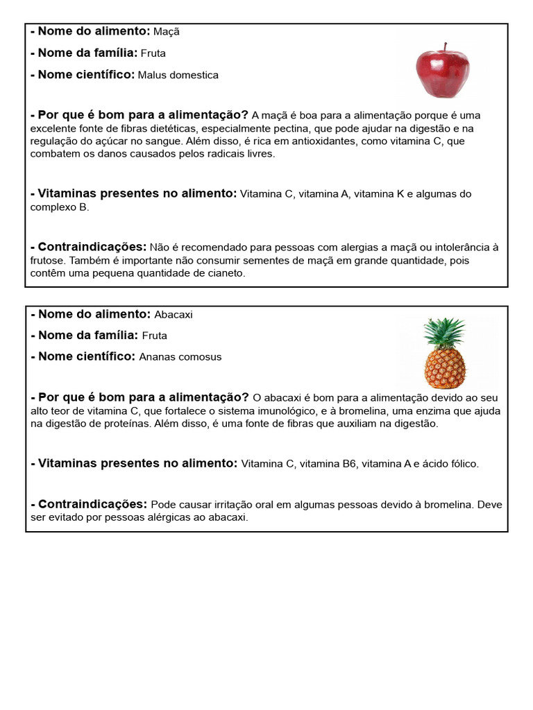 Ficha Frutas | PDF