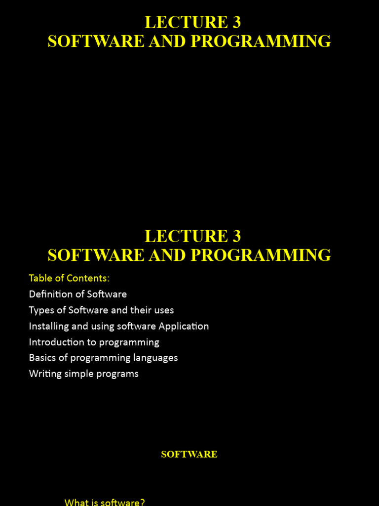 Ict Lecture 3 Software & Programming | PDF | Operating System | Graphical User Interfaces