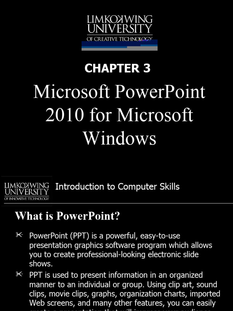Chapter 3. Powerpoints | PDF | Microsoft Power Point | Window (Computing)