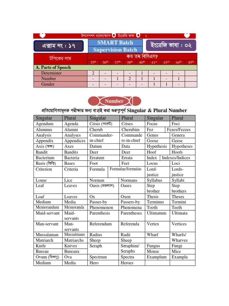 Number and Gender (SMART and Supervision Batch) | PDF | Plural ...