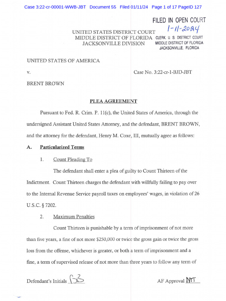 Brown Plea Agreement | PDF