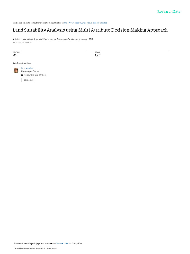 Land Suitability Analysis Using Multi Attribute de | PDF | Soil | Geographic Information System