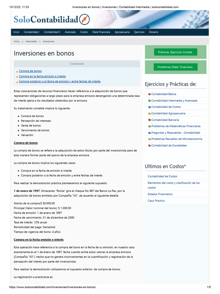 Contabilidad de Inversiones en Bonos | PDF | Contabilidad | Inversiones