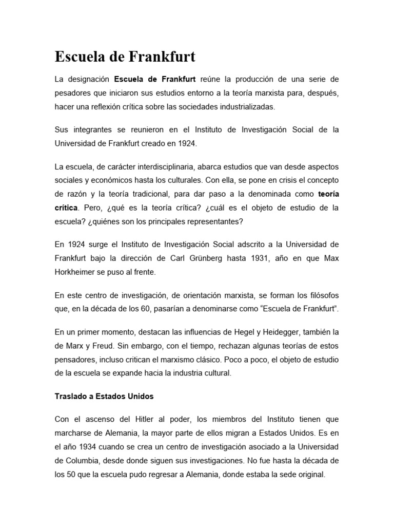 Escuela de Frankfurt | PDF