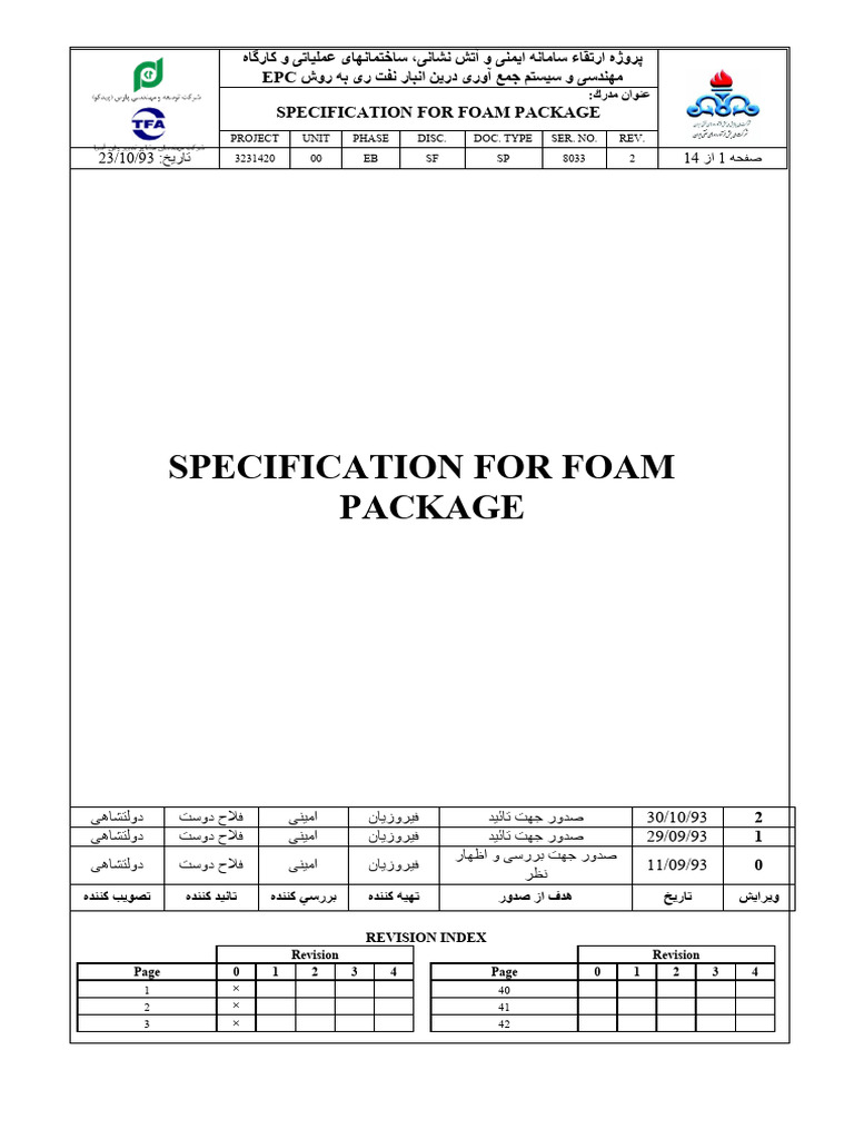 EB-SF-SP-8033 Specification For Foam Package Rev 2 931023 (Final) | PDF
