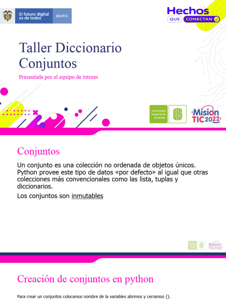 Taller Diccionario Conjuntos | PDF | Python (lenguaje de programación ...