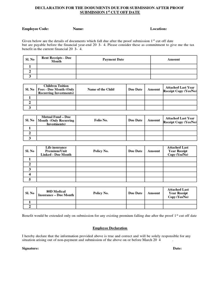 Pending Declaration Format | PDF | Insurance | Receipt