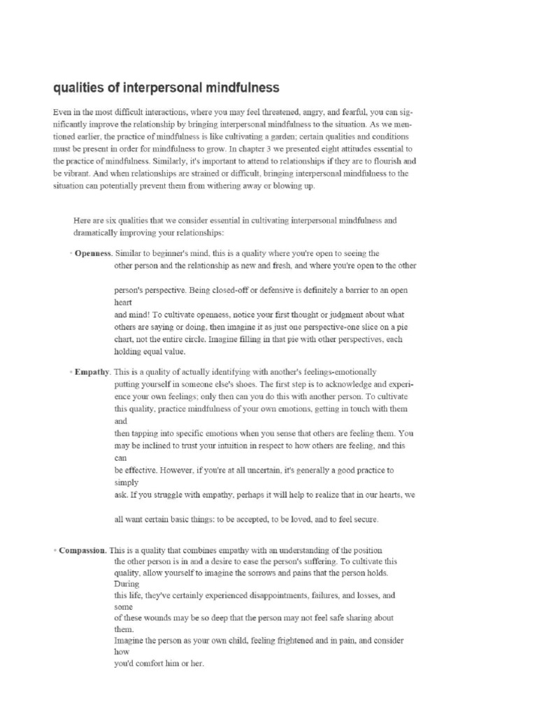 Interpersonal Mindfulness | PDF