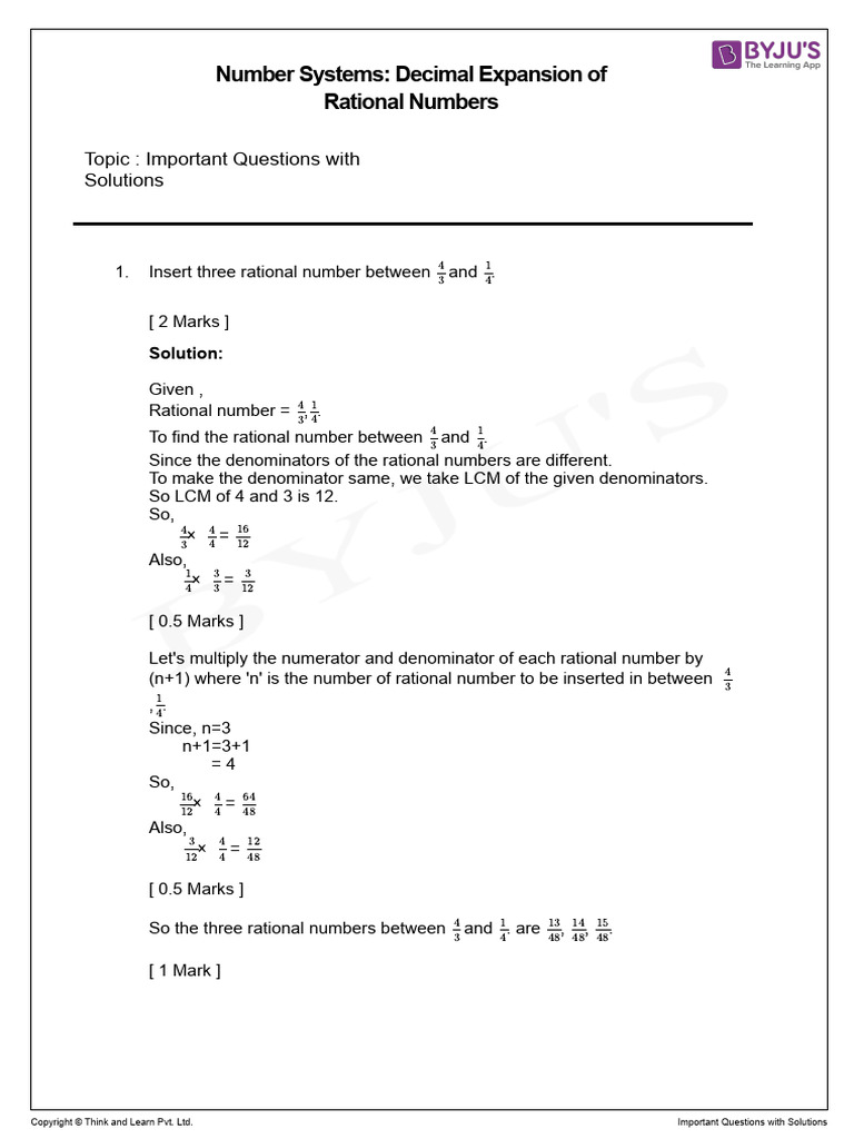 9 Maths Rational | PDF | Numbers | Integer