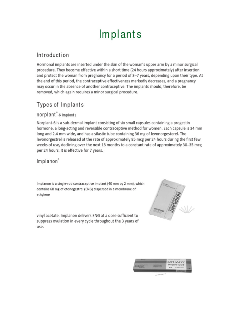 Implants | PDF | Pregnancy | Birth Control