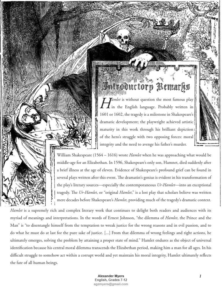 Amlet Is Without Question The Most Famous Play: English, Grades 7-12 | PDF