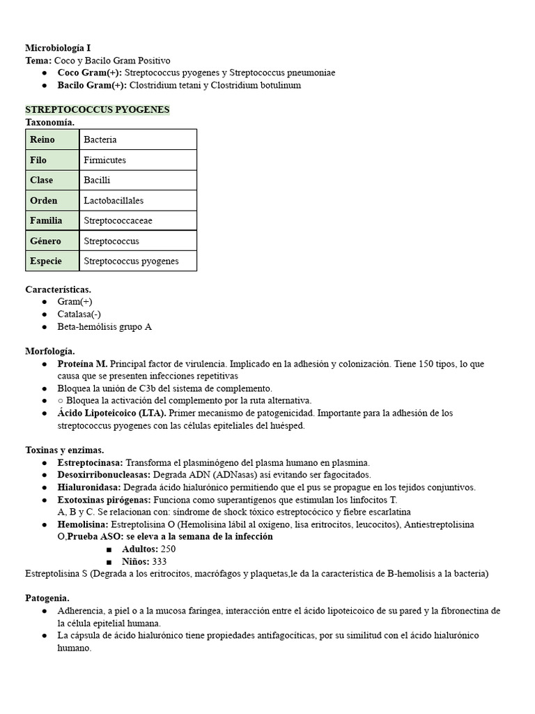 Resumen - Coco y Bacilo Gram (+) | PDF | Estreptococo | Sistema complementario