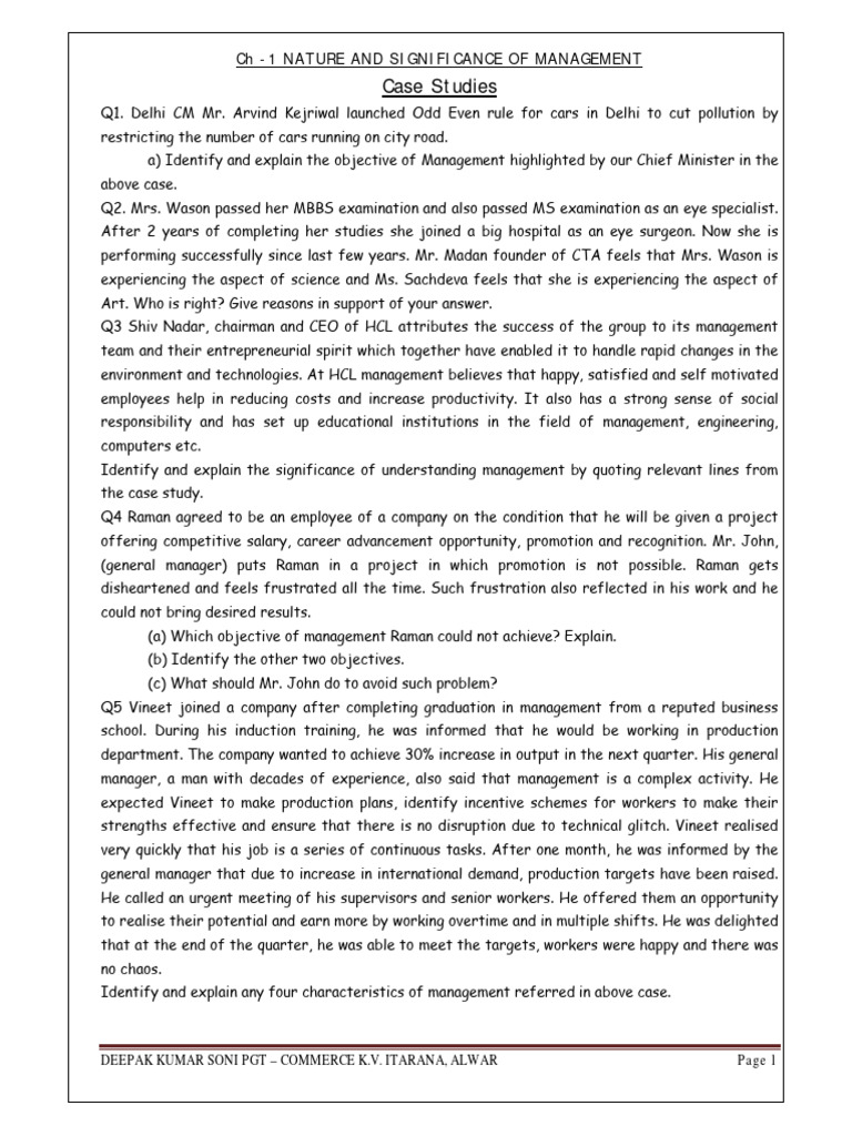 Case Studies CH 1 To 12 | PDF