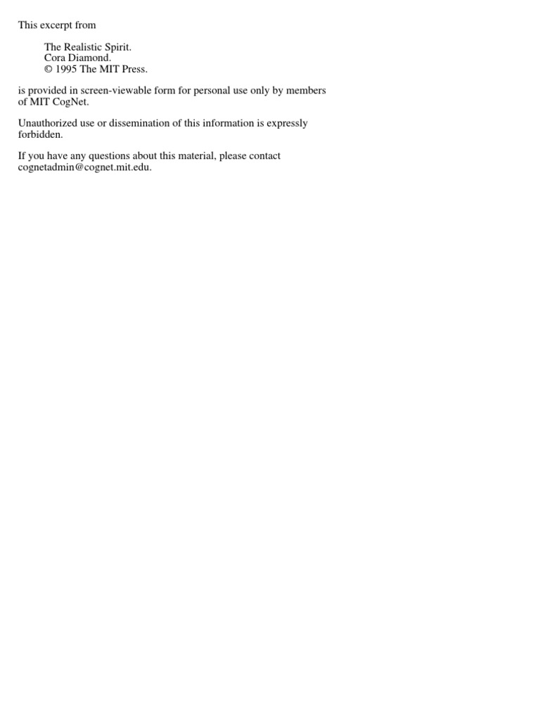 (Ebook) (Philosophy of Language) Cora Diamond - The Realistic Spirit ...
