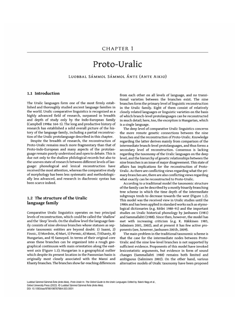 Proto Uralic | PDF