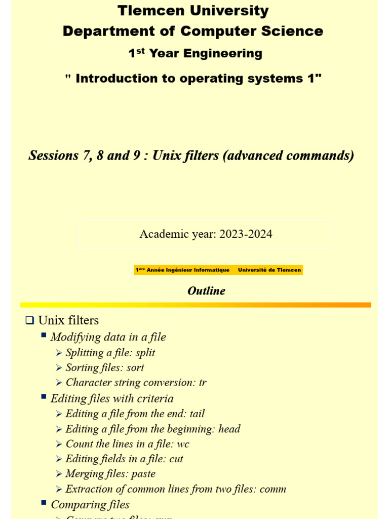 Sessions 7 8 9 Unix Filters Advanced Commands | PDF | Computer File ... Sessions 7 8 9 Unix Filters Advanced Commands | PDF | Computer File ...