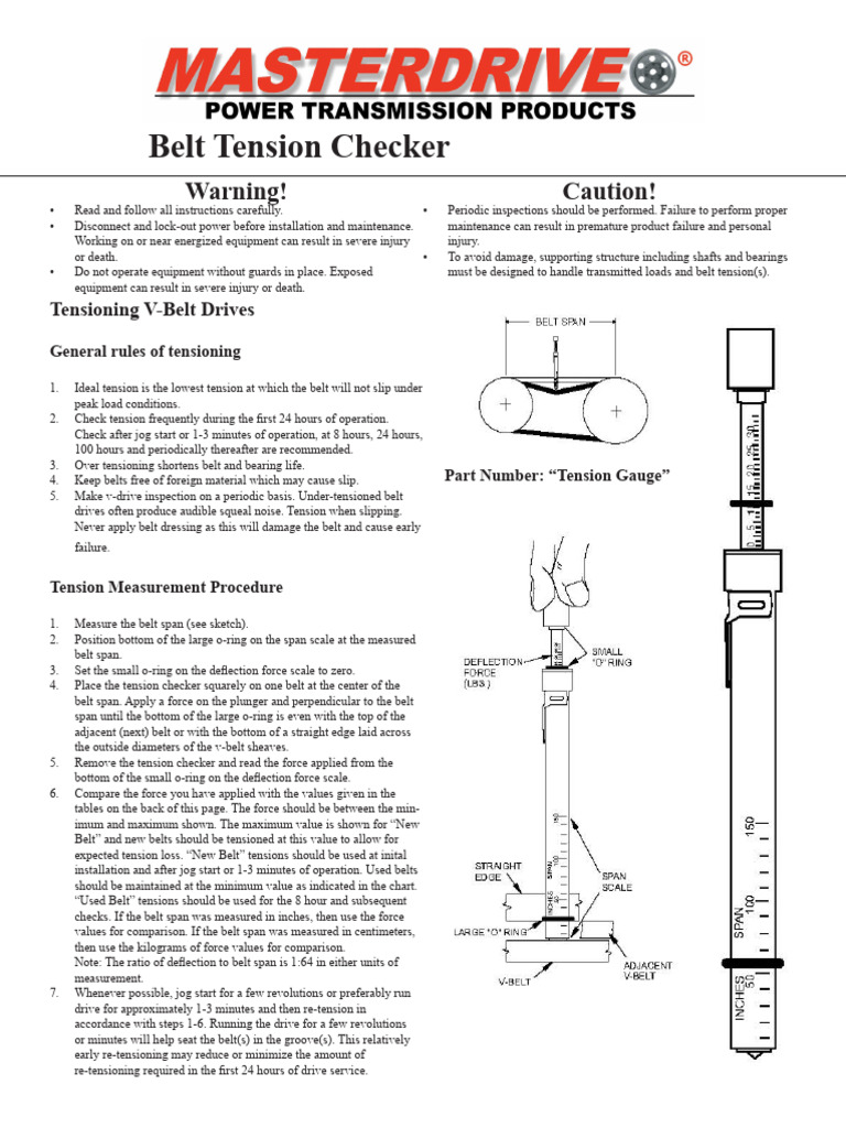 Belt Tension Gauge Instructions Pdf Belt Mechanical Mechanics