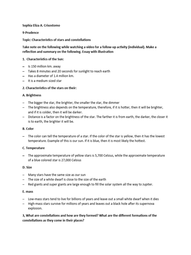 Characteristics of Stars | PDF