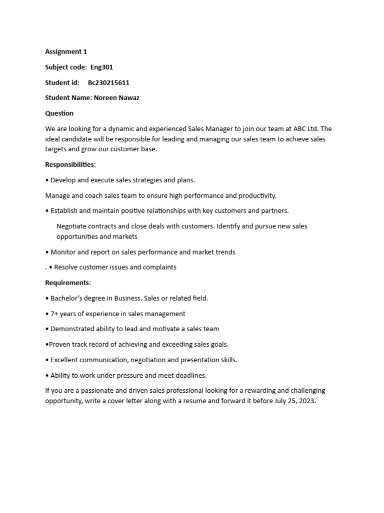 301 assignment (.) | PDF | Sales | Negotiation