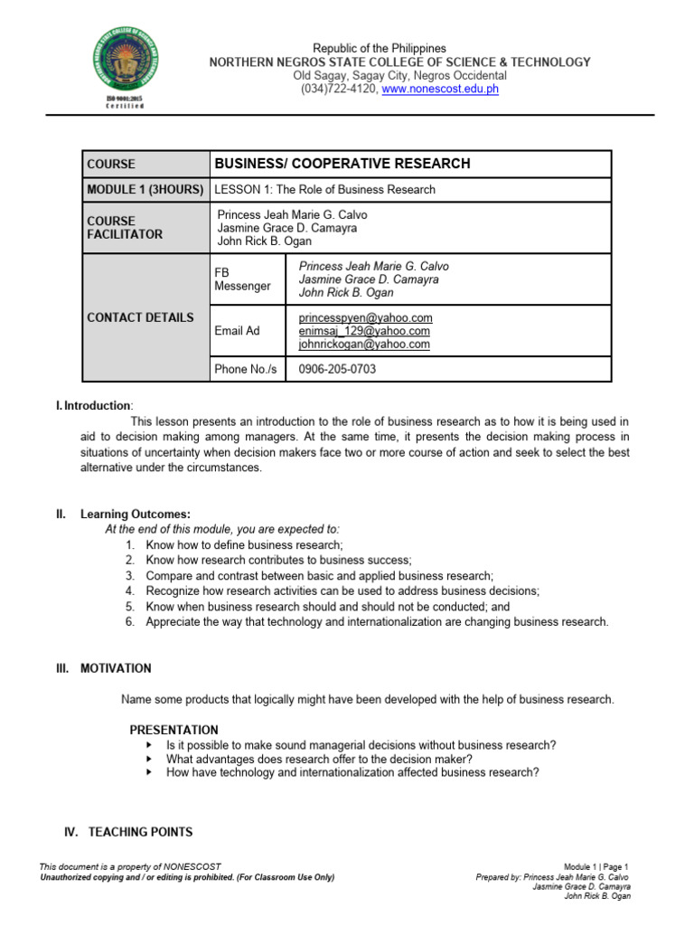 Module 1 Research | PDF | Decision Making | Scientific Method