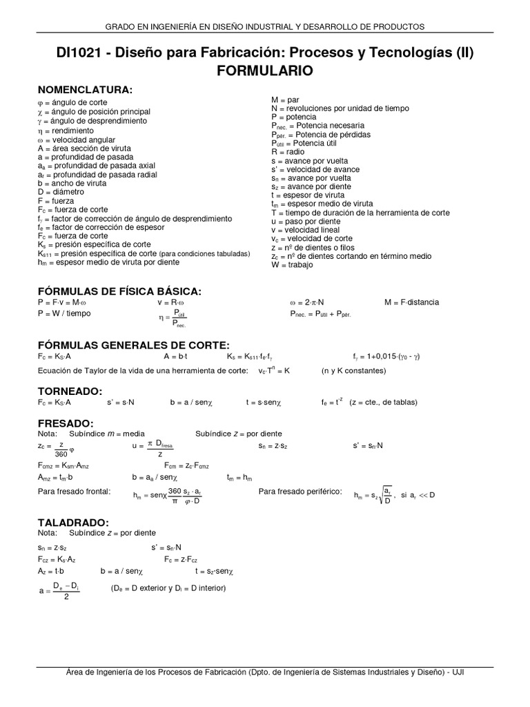 DI1021 Formulario Ykss Mecanizado | PDF | Sector secundario de la ...