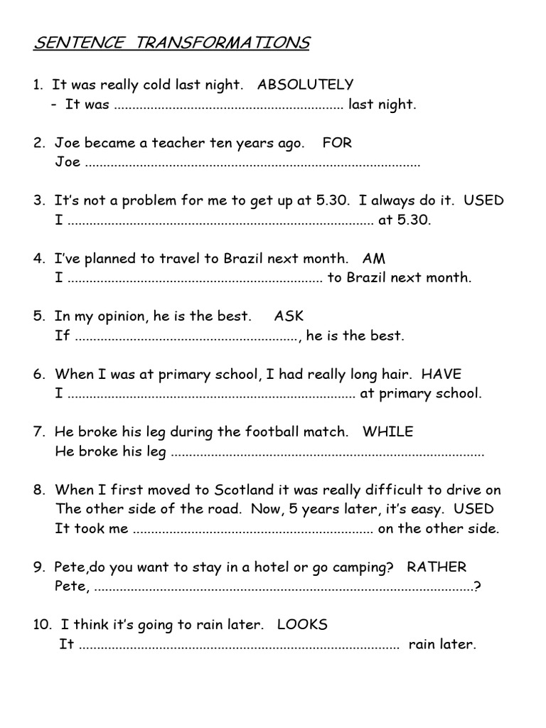 Key Word Transformations | PDF