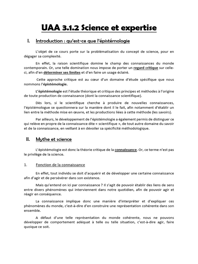 UAA 3.1.2. Science Et Expertise | PDF