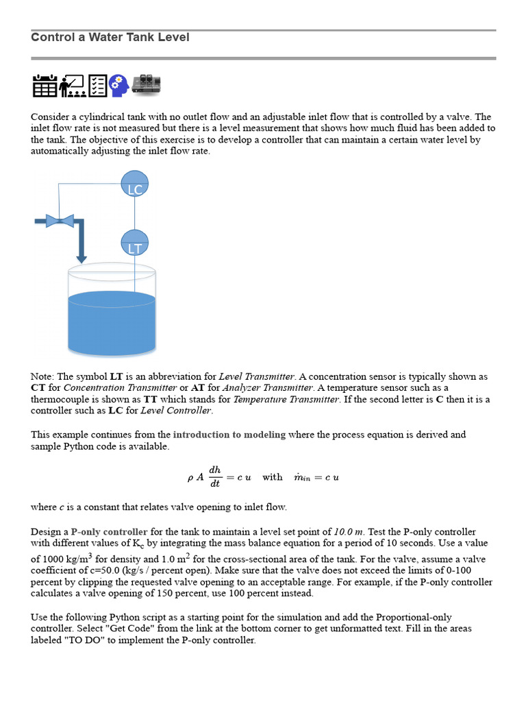 Control A Water Tank Level | PDF | Flow Measurement | Valve