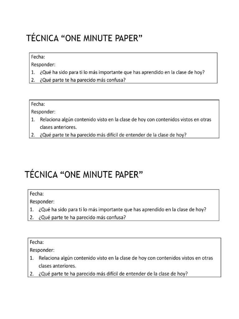 One Minite Paper | PDF