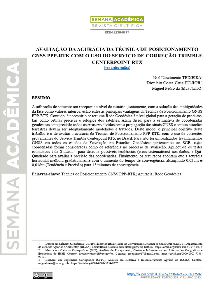 110 Artigo Prof Niel N Teixeira 1 | PDF | Desvio padrão | Tempo
